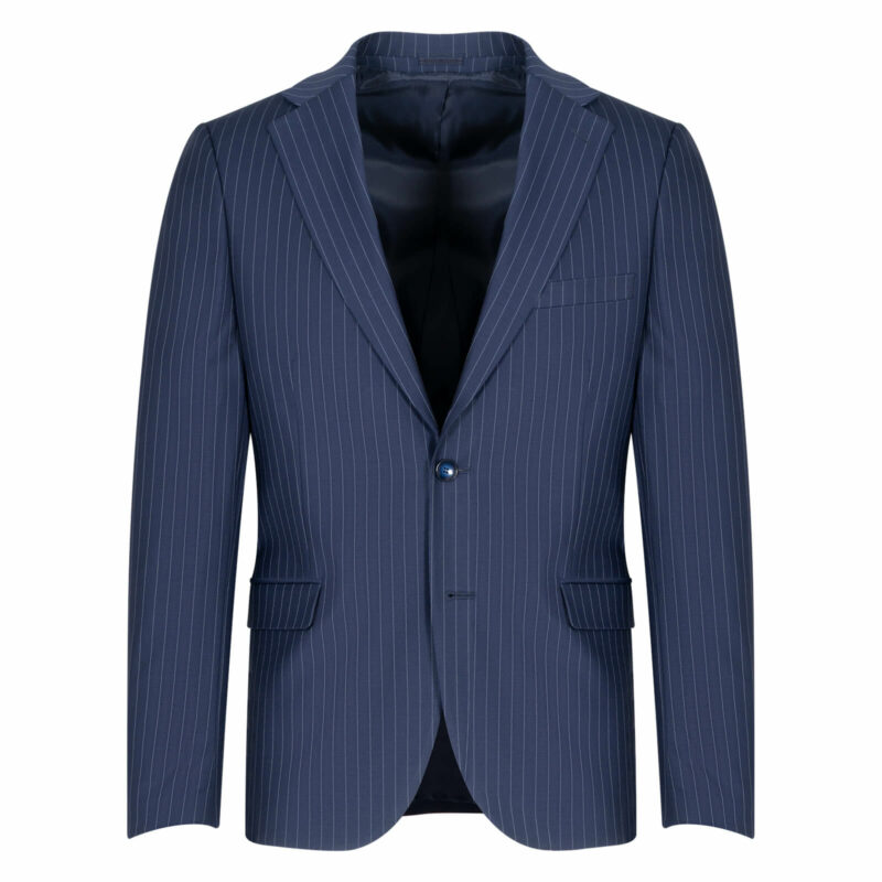 Prince Oliver Κοστούμι Μπλε Ριγέ Finest Wool (Modern Fit) - Prince Oliver