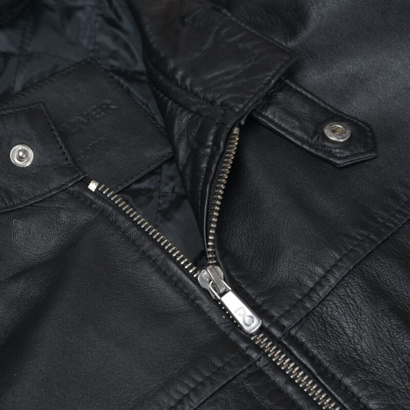 Biker Jacket Black in Goat Suede Leather Modern Fit - Prince Oliver